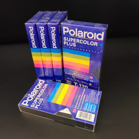 Polaroid | Other | Set Of 5 Polaroid Supercolor Plus T2 Vhs Blank ...